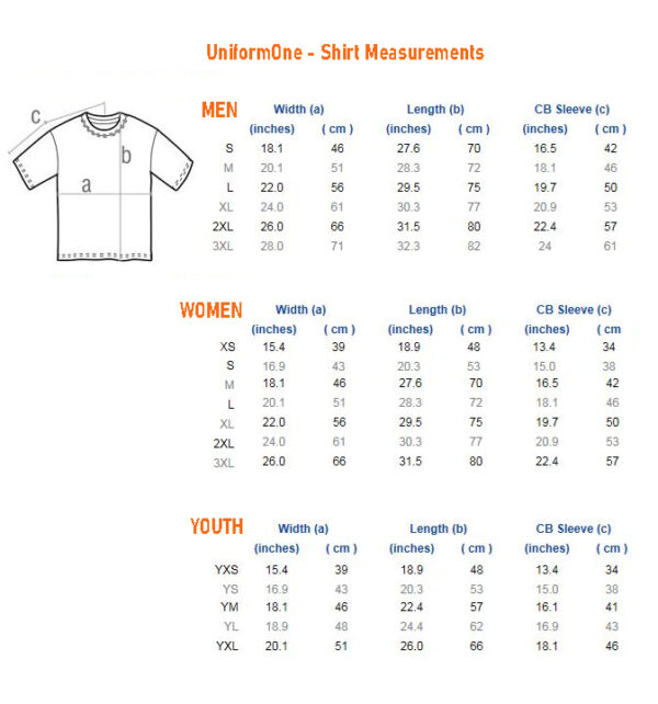 Jerseys Size Guide » Uniform One